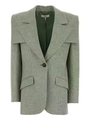 Chloé Mélange-effect Wide-lapel Blazer Green