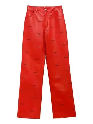 LOEWE Logo-print Leather Trousers