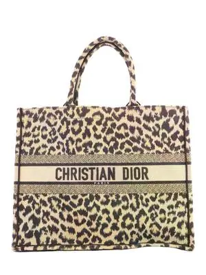 Dior Book Mizza Embroidered Canvas Large Tote Bag - Brown
