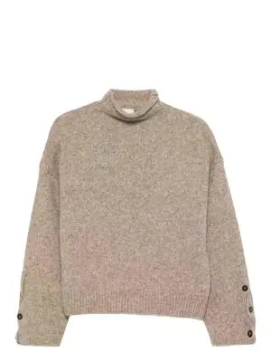 ALYSI Button-cuff Turtleneck Sweater - Brown