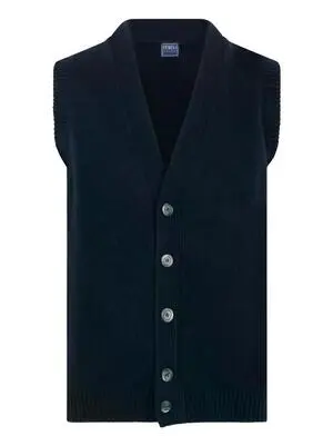 Fedeli Sleeveless Cashmere Cardigan - Blue