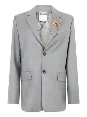 Moschino Logo-plaque Blazer - Grey