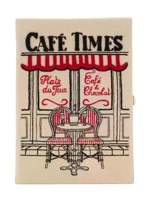 OLYMPIA LE-TAN Café Times Embroidered Clutch Bag - Neutrals