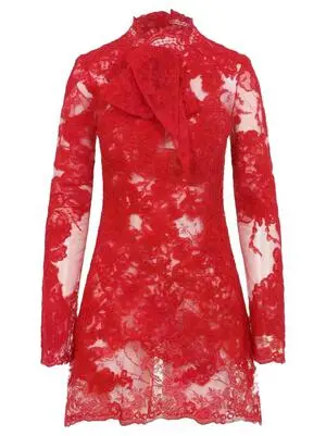 Ermanno Scervino Lace Bow-detail Mini Dress Red