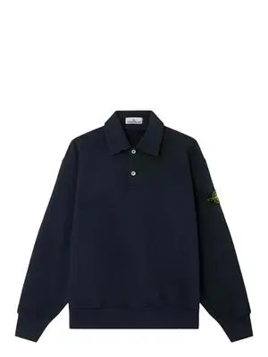 Stone Island 6100054 Tubular Cotton Fleece Polo Shirt - Blue