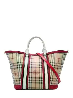 Burberry 2000-2017 Medium Haymarket Check Coated Canvas Jameson Tote Bag - Neutrals