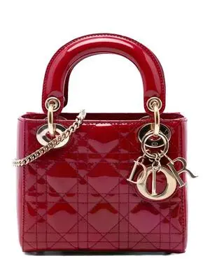 Dior 2018 Mini Patent Cannage Lady Satchel - Red