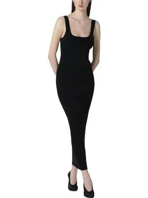 ENTIRE STUDIOS Square-neck Knit Midi Dress - Black