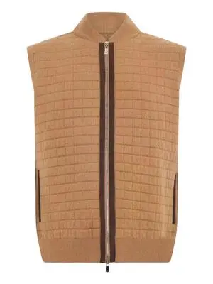 Fedeli Quilted Cashmere Sleeveless Cardigan - Neutrals