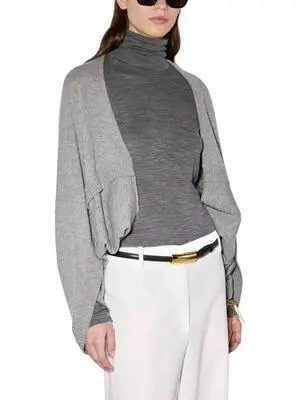 Liviana Conti Ribbed-trim Dolman-sleeve Cape - Grey
