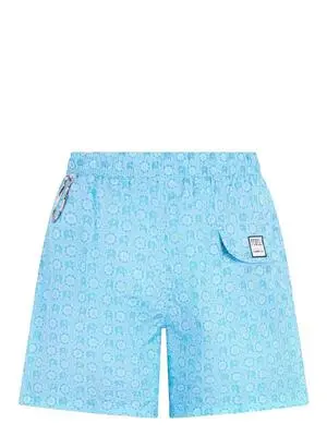 Fedeli Elephant-print Swim Shorts - Blue