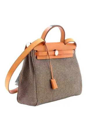 Hermès Herbag Zip Criss Viking Toile And Leather 31 Shoulder Bag Black