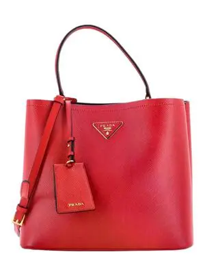Prada Panier Saffiano Leather Large Bucket Bag - Red