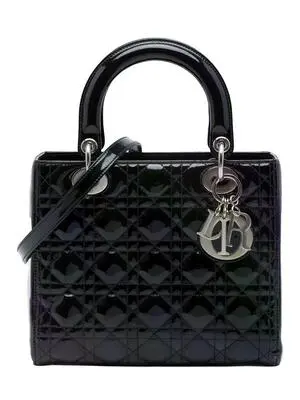 Dior 2011 Medium Patent Cannage Lady Satchel - Black