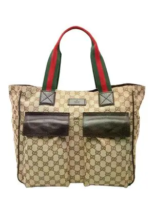 GUCCI 2000-2015 Gg Canvas Web Double Pockets Tote Bag