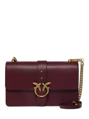 Pinko Medium Love Bag One Leather Handbag With New Buckle Red