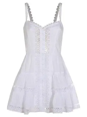 Charo Ruiz Ibiza Ibiza Lace Trim Mini Dress - White