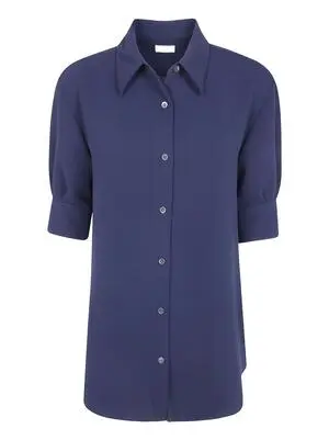 Dries Van Noten Cuffed Crepe Shirt - Navy