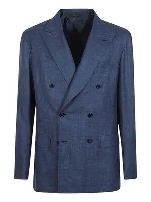 Brioni Double-breasted Coat - Blue