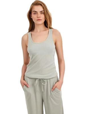BEACH LIFE BY GOTTEX Summer Lounge Ribbed Racerback Tank Top Mint