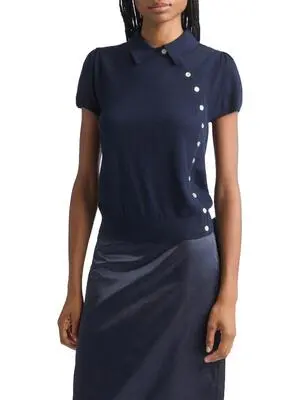 Sandy Liang Birdie Merino Wool Sweater - Navy