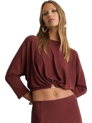 REISS Margo Jersey Hardware-detail Cropped Top