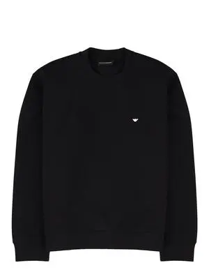Emporio Armani Felpa Con Logo In Double Jersey - Black