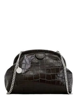 STELLA MCCARTNEY Falabella Soft Faux Leather Croc Clutch With Chain