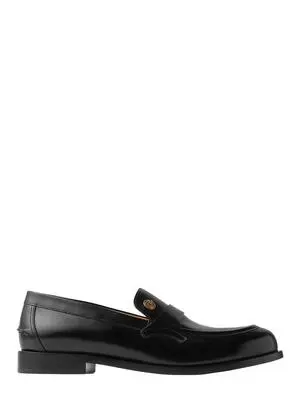 Versace Leather Flat Shoes - Black