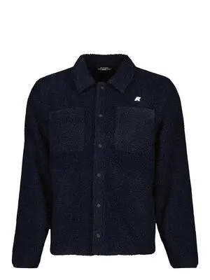 K-WAY Fleece Point Collar Front Press-stud Jacket With Long Sleeves And Chest Pockets - Navy