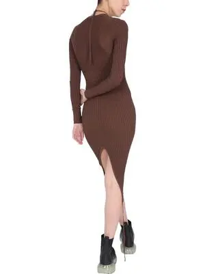 ANDREĀDAMO Cut-out Fitted Knitted Dress - Brown