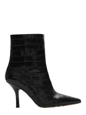 Burberry Croc-embossed Leather Dame Ankle Boots 90 - Black