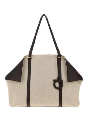 FERRAGAMO Fabric Scarf-style Shopping Handbag, 40 X 31 X 18 Cm With 25 Cm Handle Height - Multicoloured