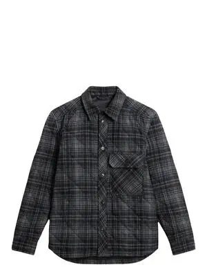 WOOLRICH Woolrich Men's Grey Wool Blend Quilted Coat With PrimaLoft Bio Insulation
