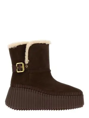 Chloé Chocolate Suede Nama Platform Ankle Boots - Brown