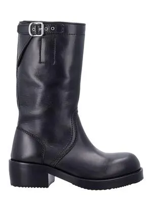 Dries Van Noten Leather Buckle Ankle Boots - Nero