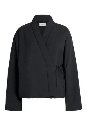 ST. AGNI Wool-blend Pillow Wrap Jacket - Black