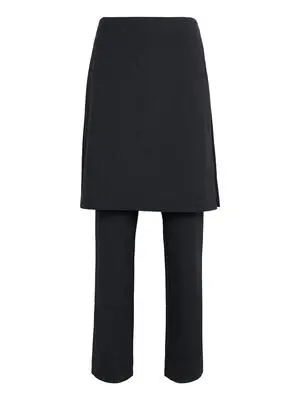ST. AGNI Wool-blend Sarong-detail Trousers - Black
