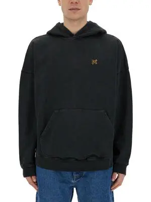 Palm Angels Back Burning Monogram Hoodie - Black