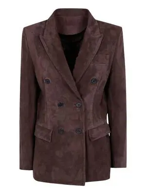 Seventy Seventy Women's 100% Calf Suede Jacket Brown