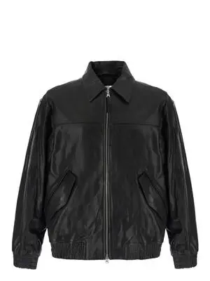 DUNST Long-sleeve Leather Jacket - Black