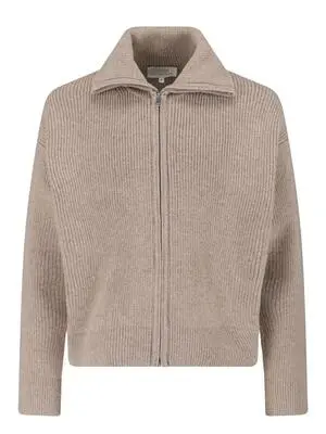 Studio Nicholson Ribbed Knit Zip Fastening Point Collar Sweater With Long Sleeves - Beige