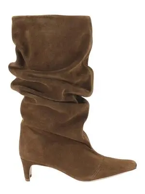 Staud Suede Wally Slouch Heeled Boots 55 - Brown