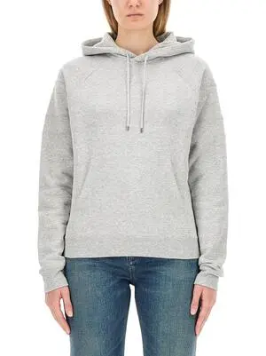 Saint Laurent Cotton Blend Sweatshirt - Grey