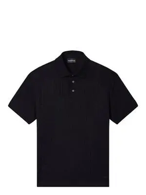 Emporio Armani Us Exclusive Jacquard Jersey Polo Shirt - Black