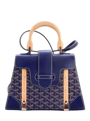 Goyard Pm Saigon Top Handle Bag Coated Canvas With Leather Blue