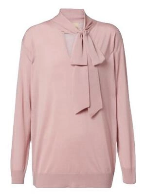 VALENTINO Tie-neck Oversized Wool Sweater