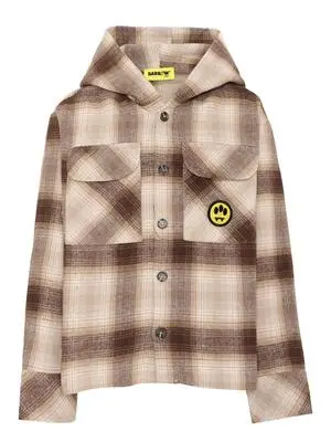 BARROW Check Hooded Shirt - Brown