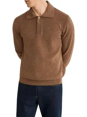 Eton Merino Wool Long Sleeve Polo Shirt Medium Brown