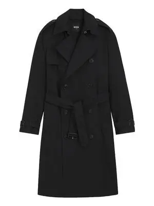 BOSS Jared Double Breasted Trench Coat - Black